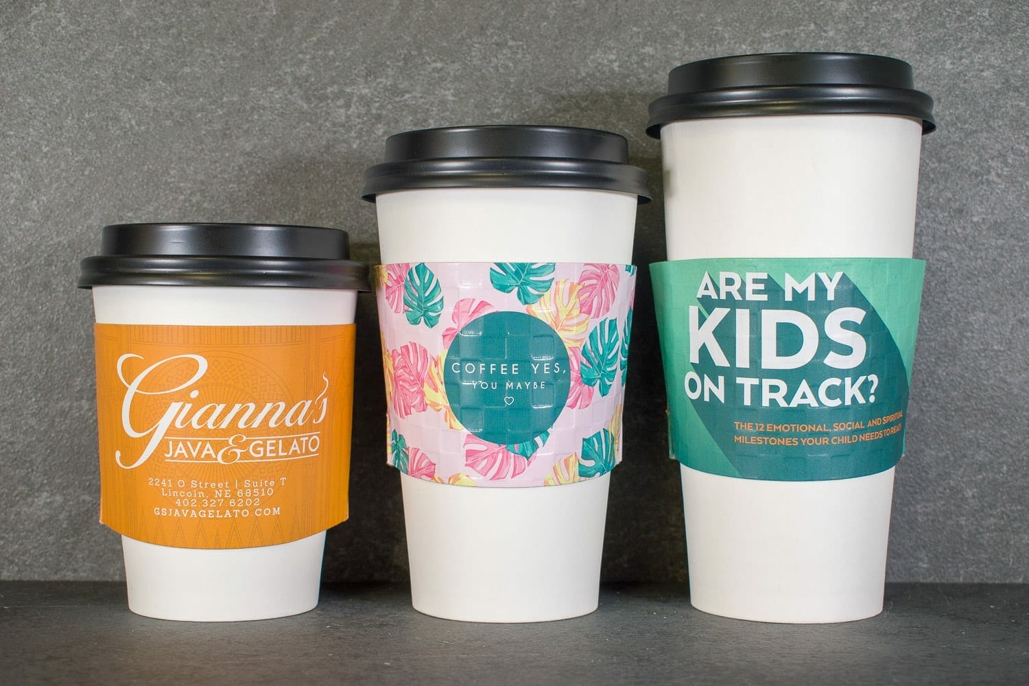 Custom Coffee Sleeves Gallery | HotShot Coffee Sleeves