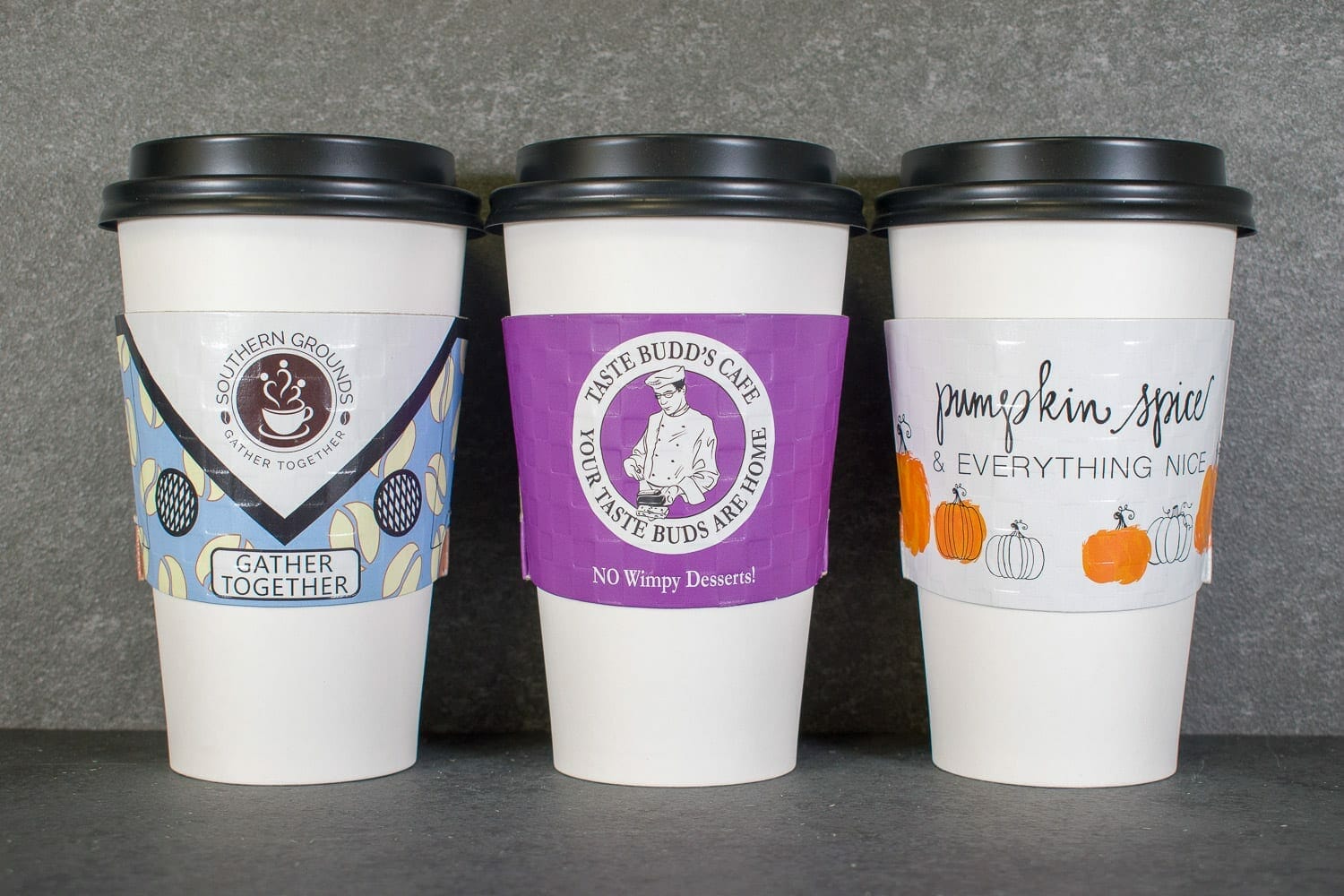 Custom Coffee Sleeves Gallery | HotShot Coffee Sleeves